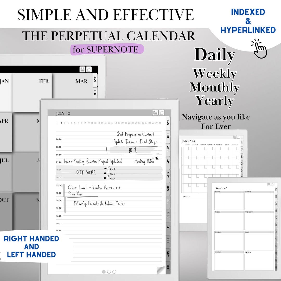 Supernote Template | Supernote Planner Undated Perpetual Calendar ...
