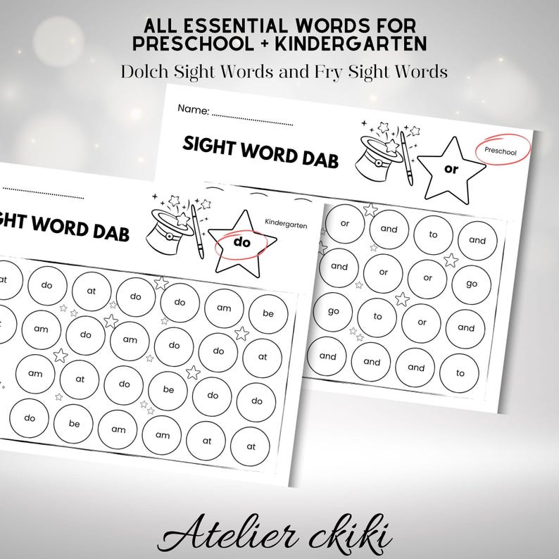 135 Sight Word Dab Worksheets for Preschool & Kindergarten Learning ...