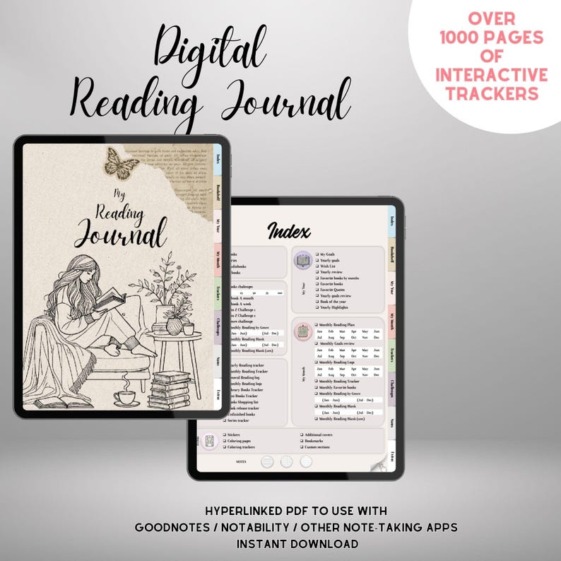 Digital Reading Journal | Digital Reading Planner Goodnotes, iPad ...