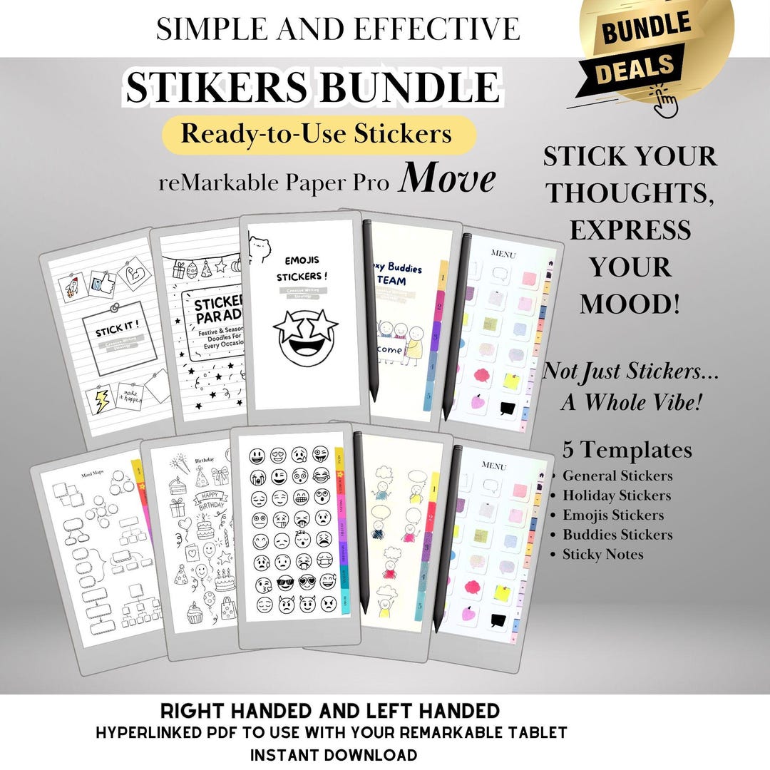 Ready-to-use Stickers Bundle for Remarkable Paper Pro Move: 5 Copy ...
