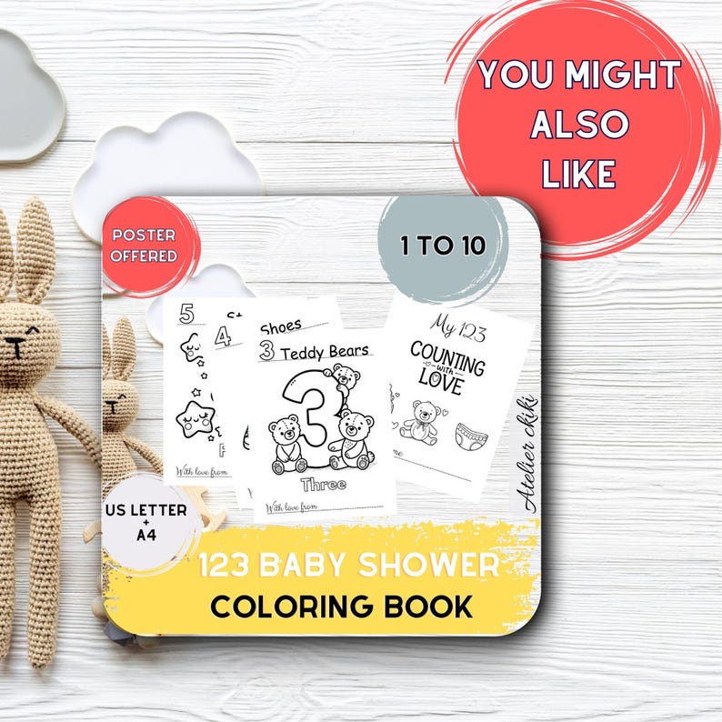 ABC Baby Shower Coloring Book, Baby’s First Alphabet Book, Cute Theme ...