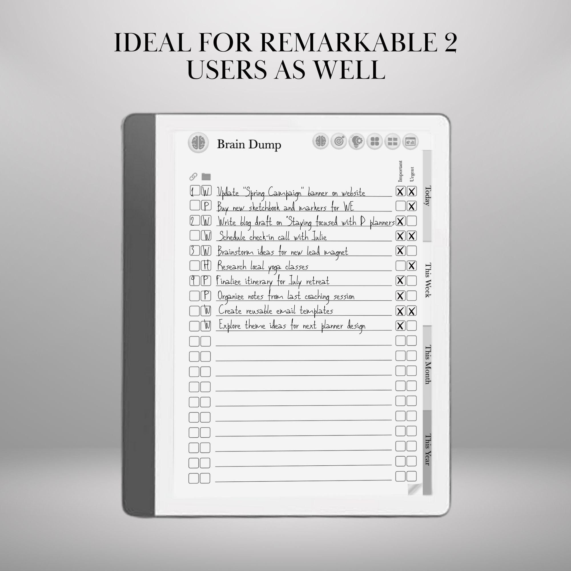 To Do Tracker GTD Planner for Remarkable Paper Pro and Remarkable 2 ...