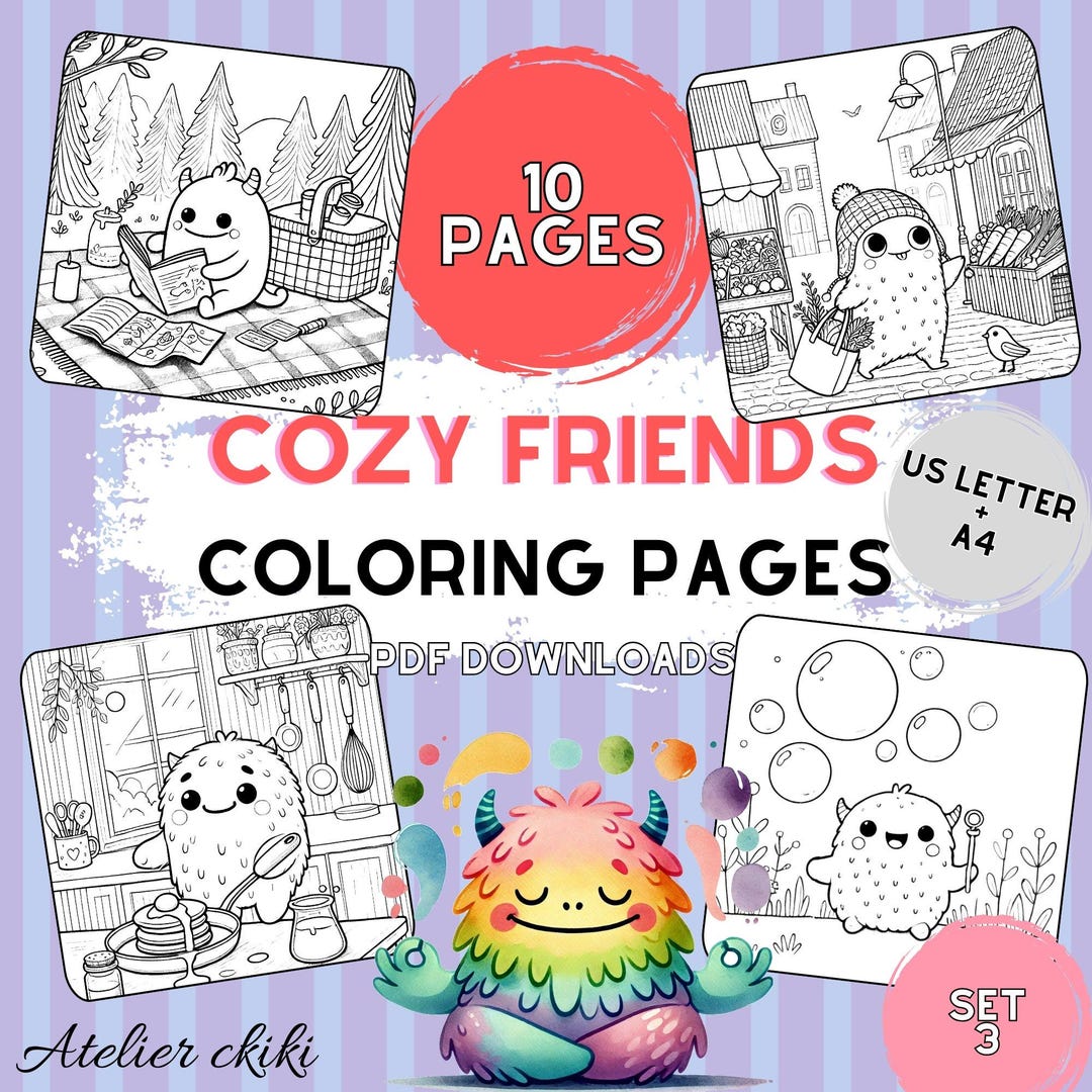 10 Cute Monster Coloring Pages | Relaxing Printable Coloring Book for ...