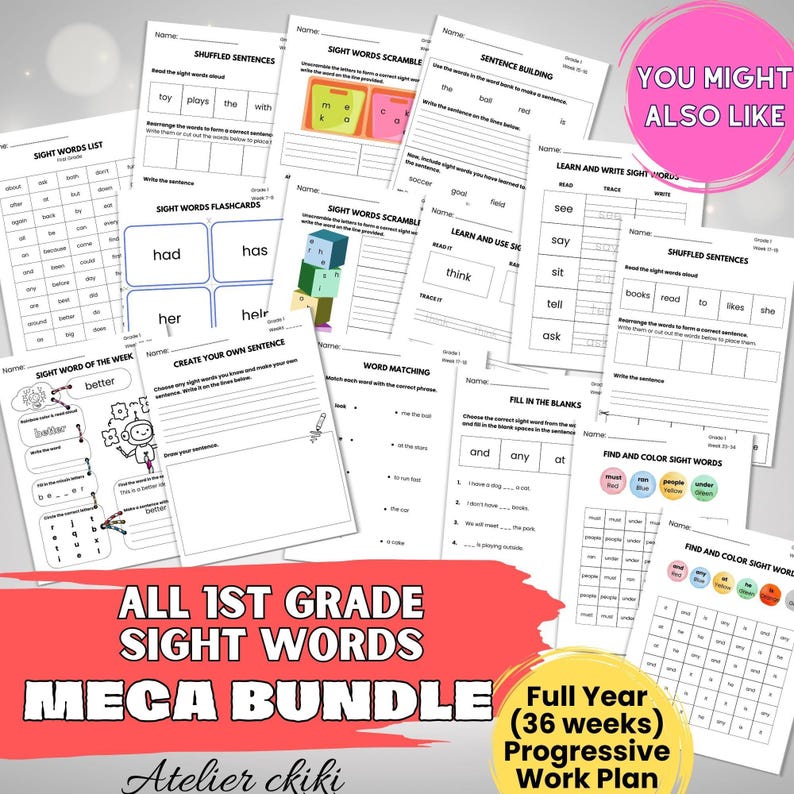 First Grade Sight Word Flashcards Bundle | Dolch and Fry Words | 36 ...
