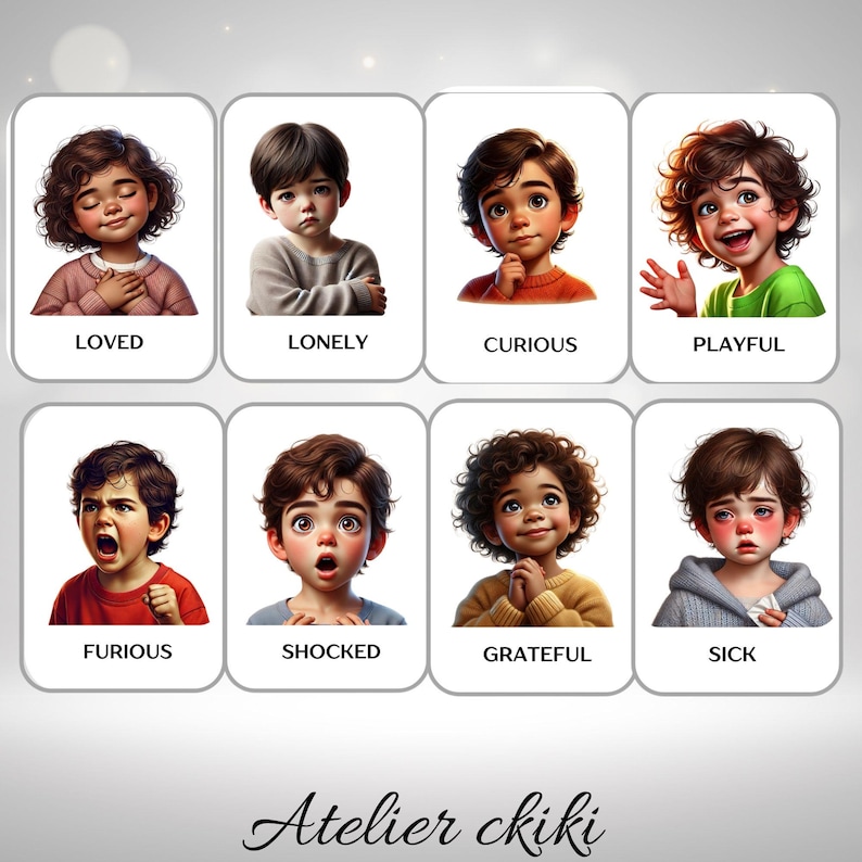 40 cartes-éclair émotions pour enfants | Cartes de sentiments pour un ...