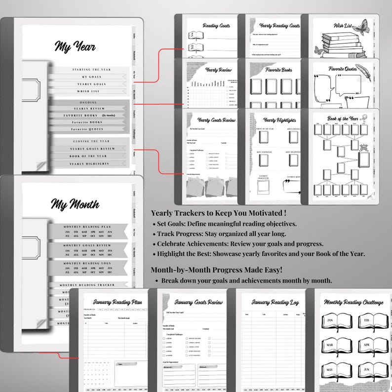Kindle Scribe Reading Journal Template Hyperlinked Book Tracker ...