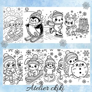 Cute Kawaii Winter Coloring Pages for Kids | Winter Activity Sheets ...
