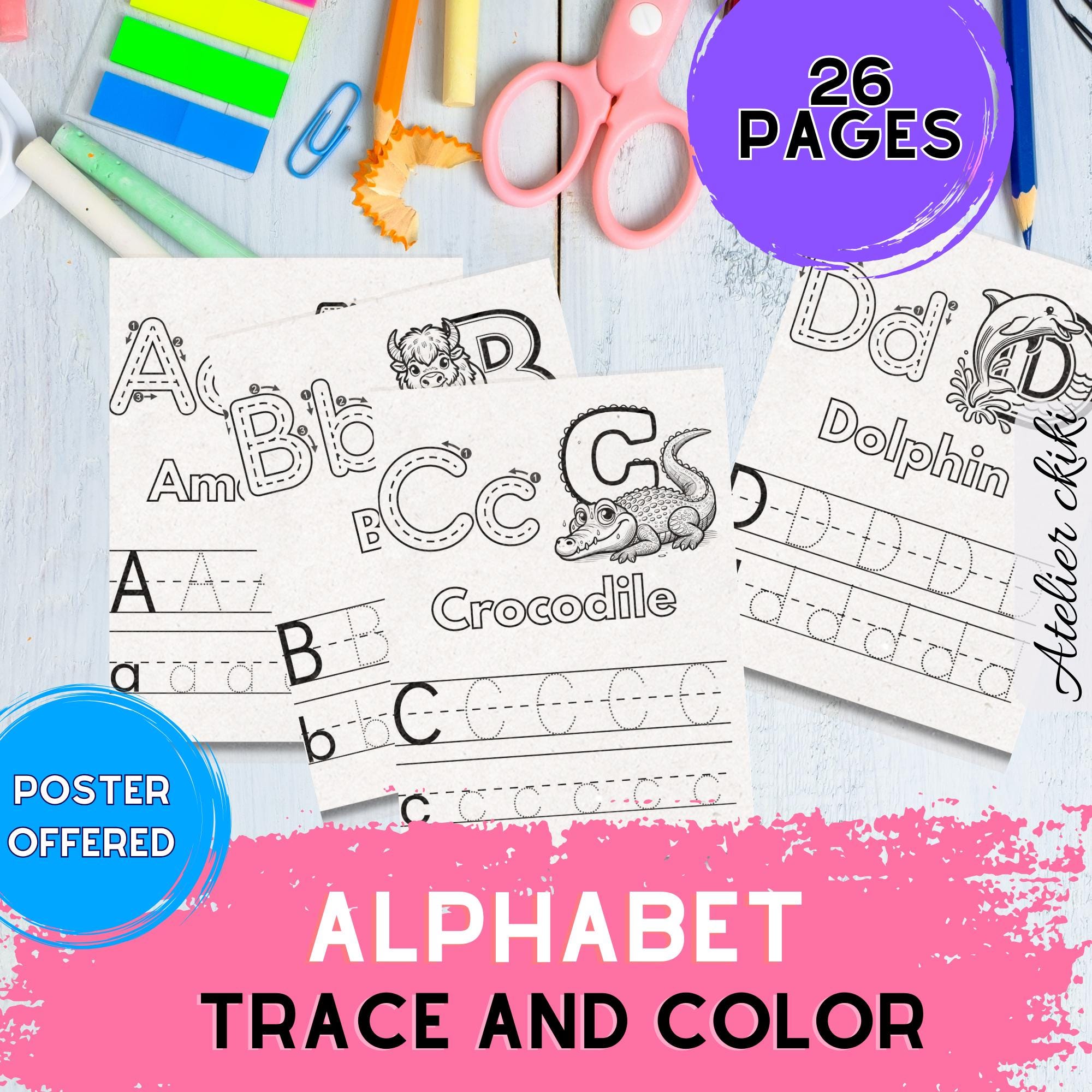 Alphabet Writing Practice for Toddlers, Animal Cut & Color Worksheets ...