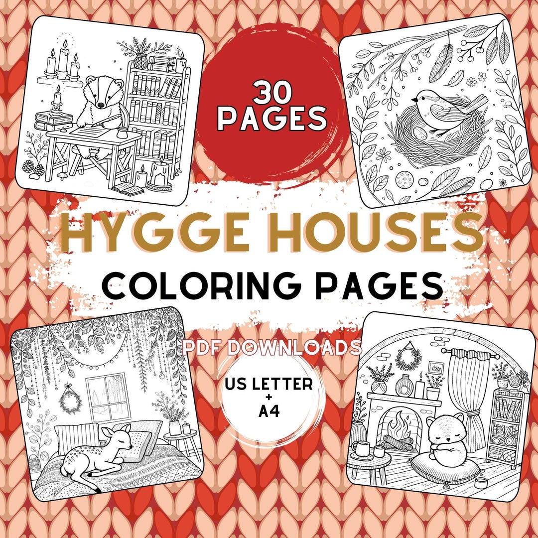 30 Hygge Houses Coloring Pages | Relaxing and Mindful Coloring for ...