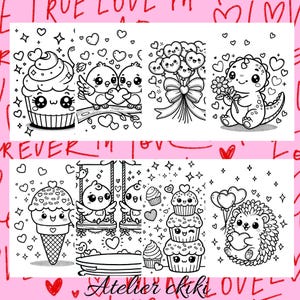 Kawaii Valentine Coloring Pages for Kids | Printable Cute Activity ...