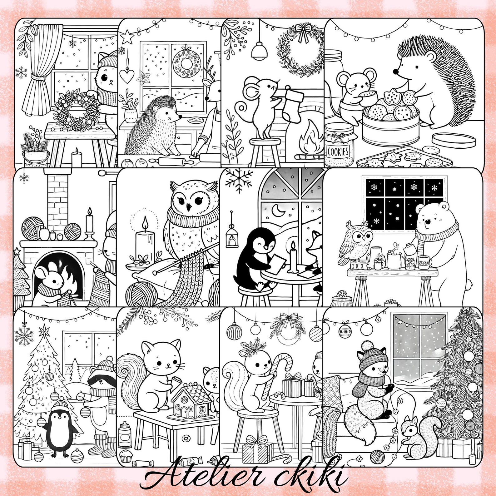 30 Cozy Hygge Winter and Christmas Coloring Pages Cute Holiday Animals ...