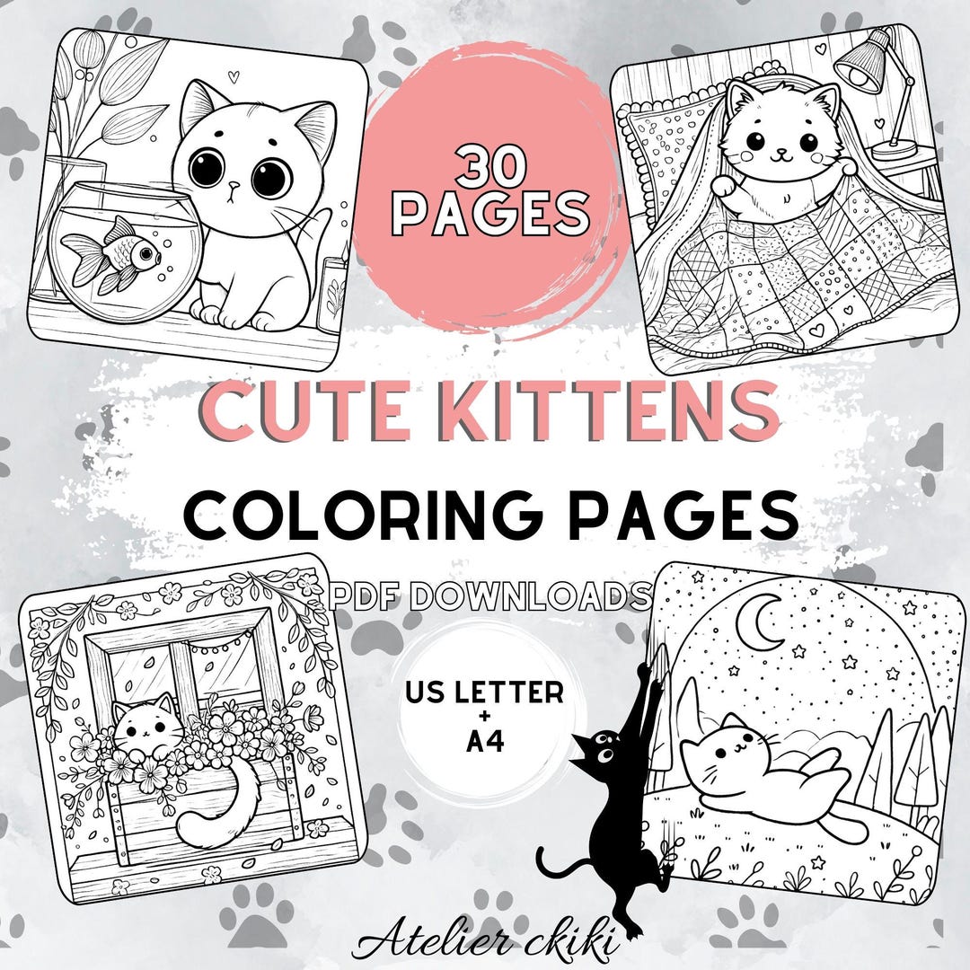 30 Cute Kitten Coloring Pages | Hygge Relaxing and Mindful Activity for ...