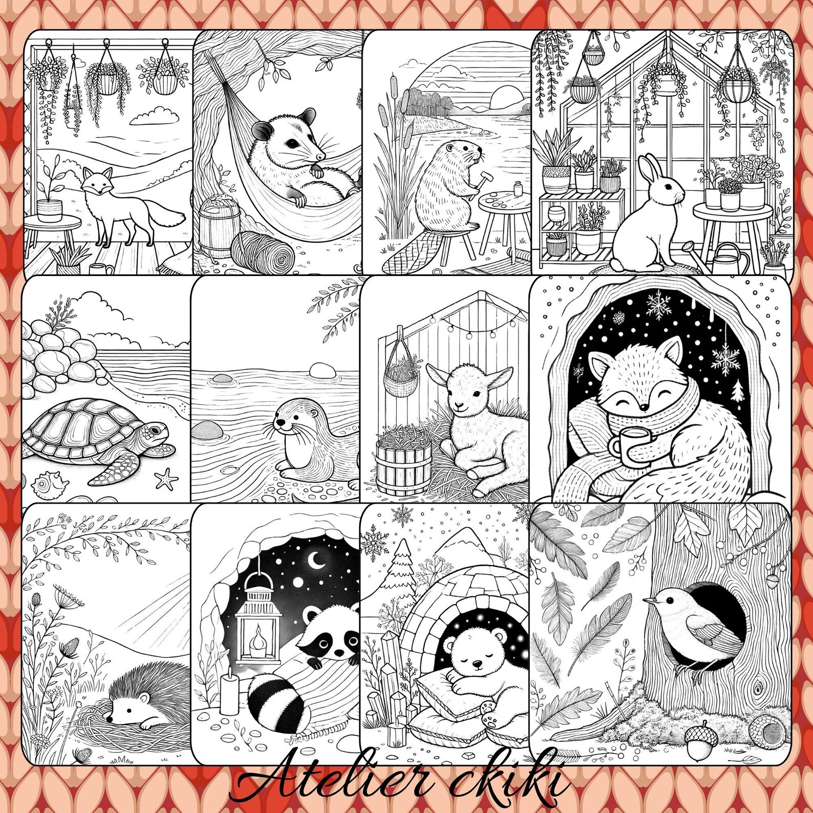 30 Hygge Houses Coloring Pages Relaxing and Mindful Coloring for Adults ...