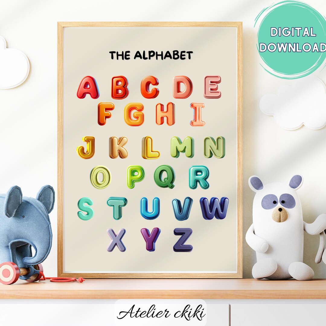 Vibrant 3D Alphabet Poster | Printable Educational Wall Art | ABC ...