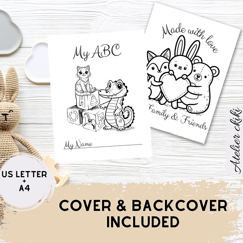 ABC Baby Shower Coloring Book With Cute Animals , Safari Baby Shower ...