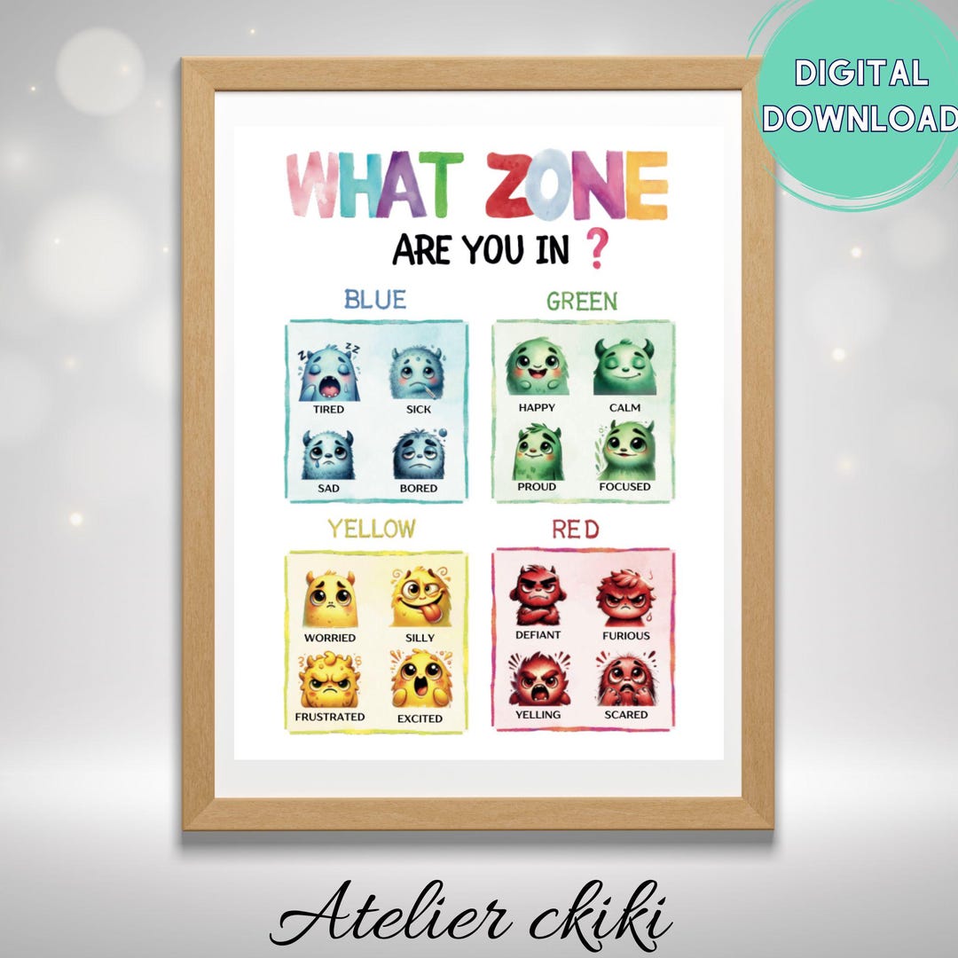 Feelings Chart Poster | Zones of Regulation Poster | Calm Corner ...