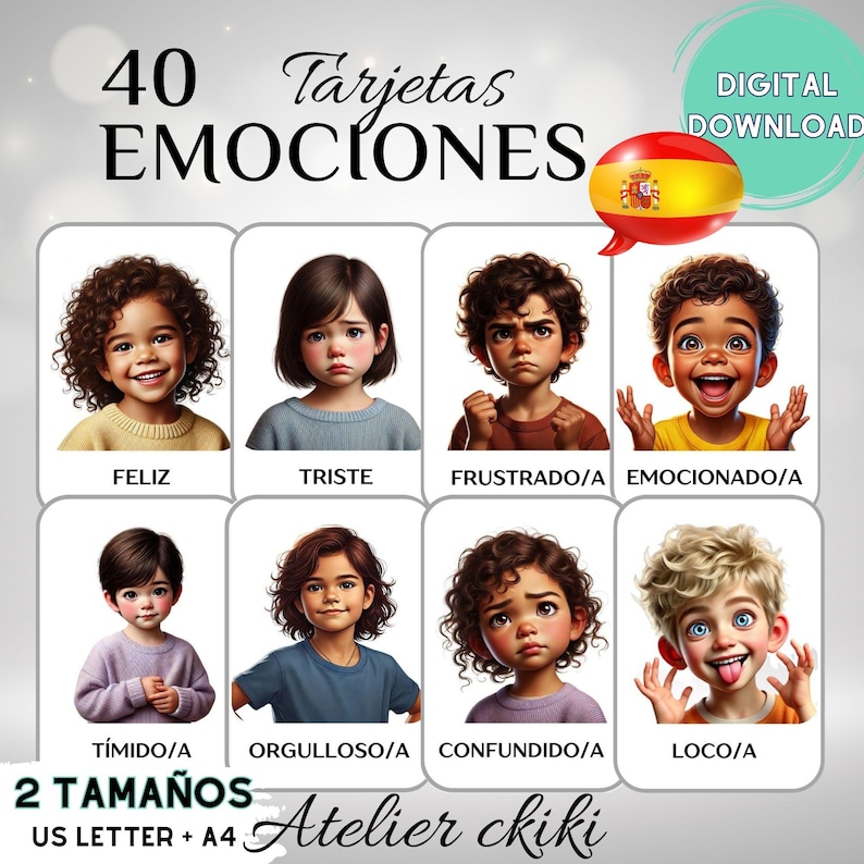40 Tarjetas De Emociones Para Niños | Tarjetas De Sentimientos Para ...