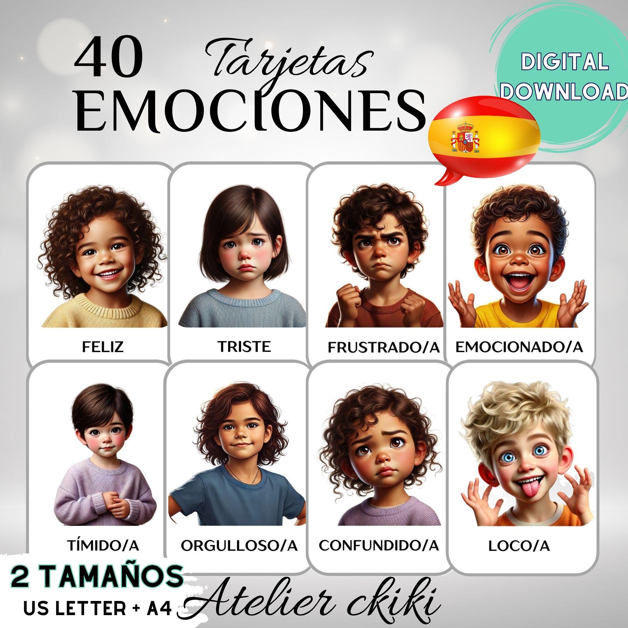 40 Tarjetas De Emociones Para Niños | Tarjetas De Sentimientos Para ...