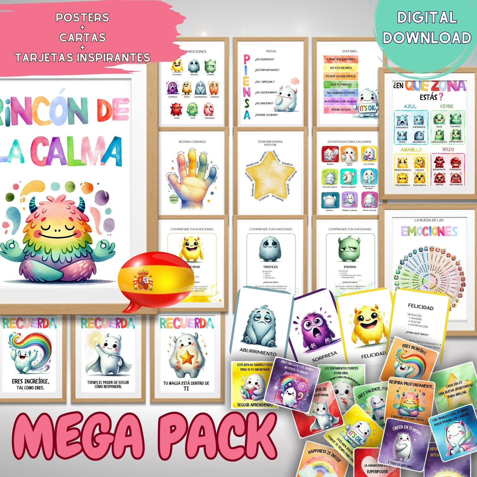 Rincón De La Calma Mega Pack | Tarjetas Y Pósters De Emociones | Rueda ...