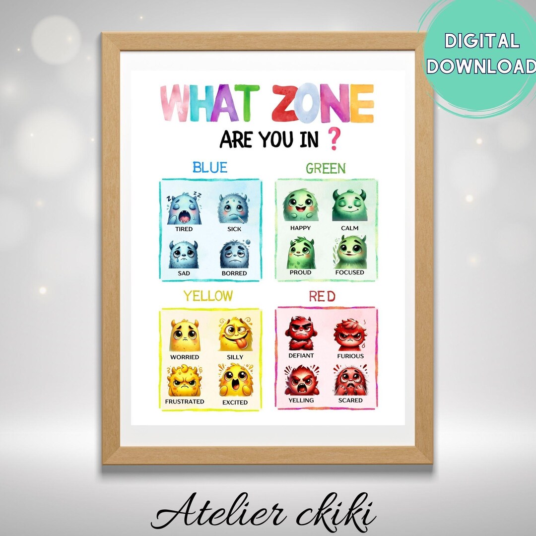 Feelings Chart Poster | Zones of Regulation Poster | Calm Corner ...