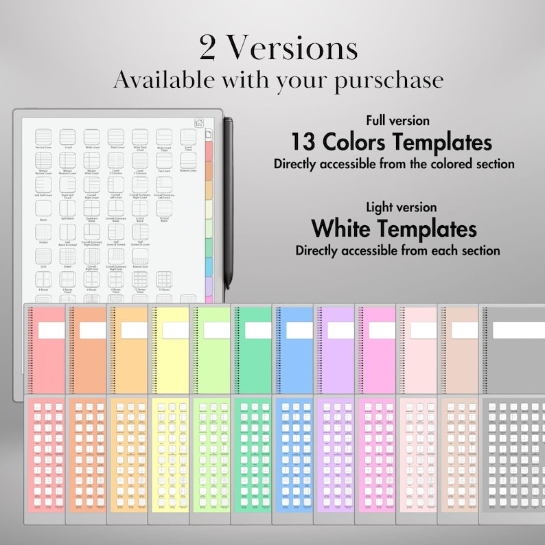 Colored Tabs Notebook for Remarkable Paper Pro Template Hyperlinked PDF ...