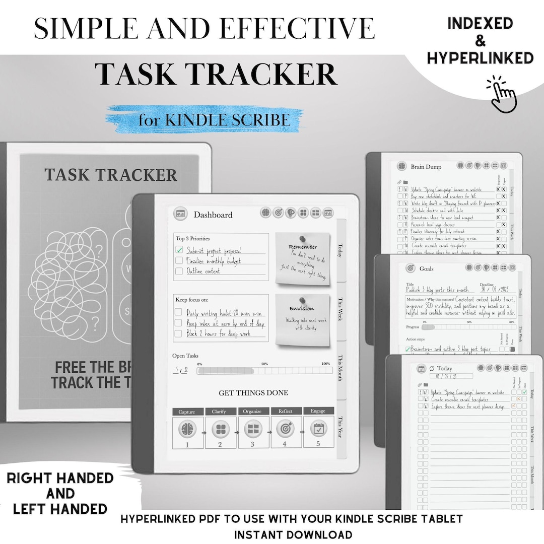 Kindle Scribe Task Planner GTD Template | Hyperlinked Productivity PDF ...