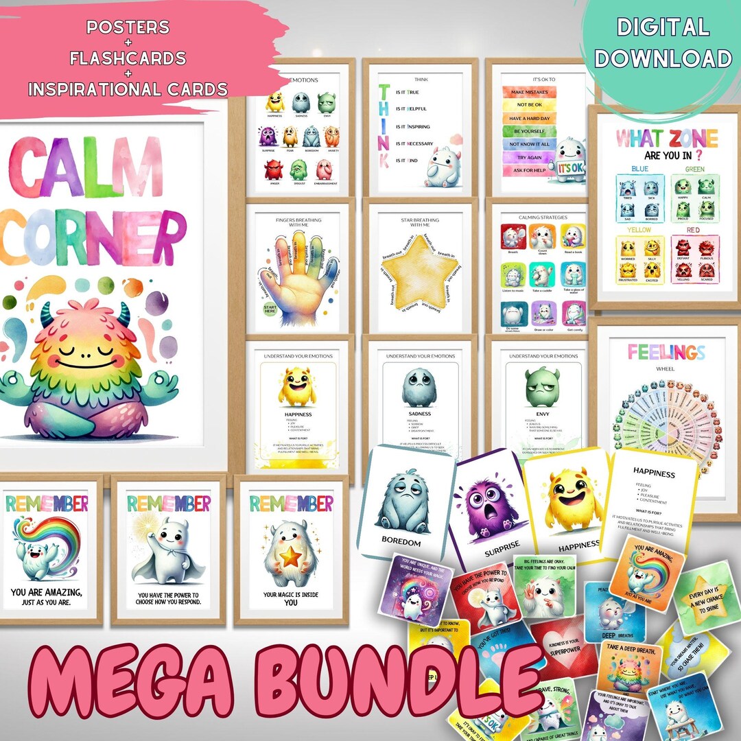 Calm Corner Bundle, Calming Corner Posters and Feelings Flashcards ...