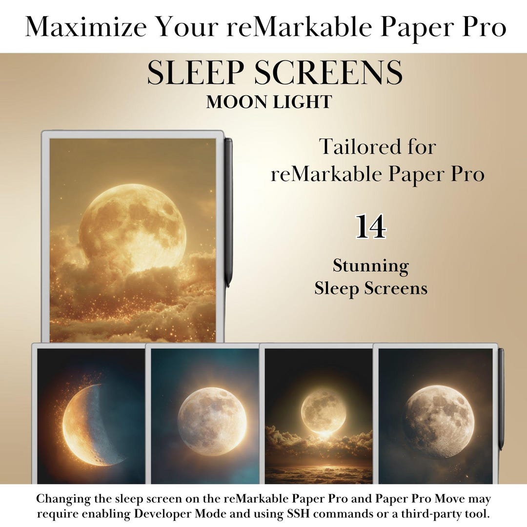 The Moon Light Sleep Screens Bundle for Remarkable Paper Pro and ...