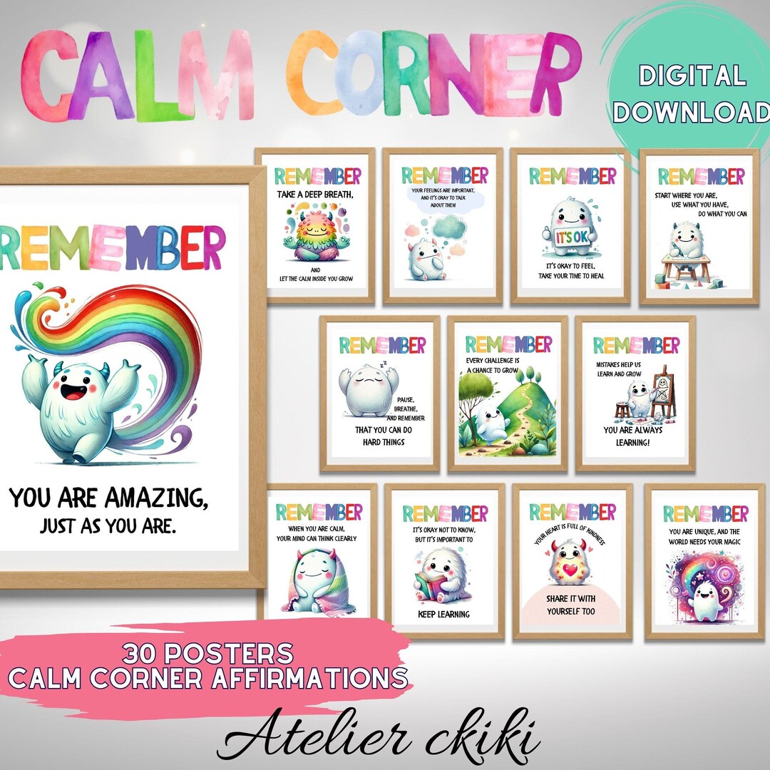 Calm Corner Affirmation Posters Bundle, Emotional Regulation, Classroom ...