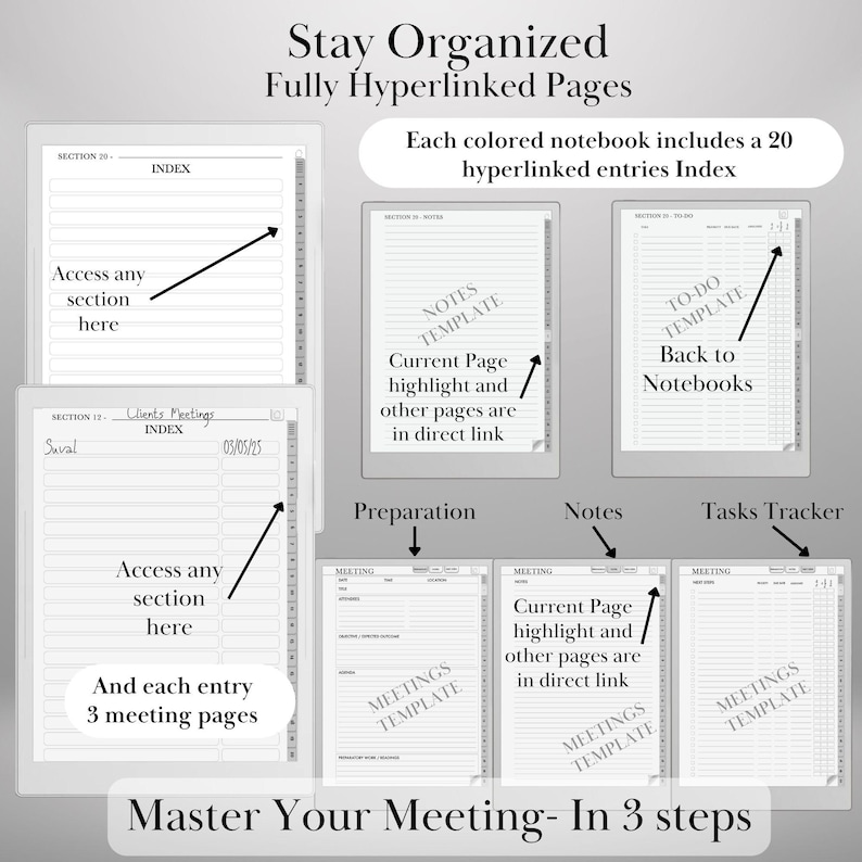 Supernote Productivity Bundle Templates: Hyperlinked Notebook, To-do ...