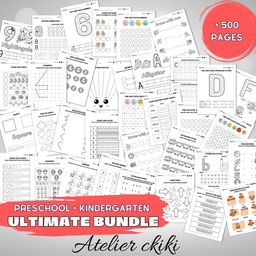 500+ Preschool & Toddler Learning Worksheets Bundle | Montessori ...
