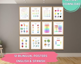 Bilingual Teaching Aids Outus Spanish Learning Posters - 8 Piece ...