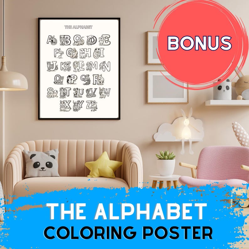 Bilingual Alphabet Coloring Pages | Cute Animals | Kids Printables ...