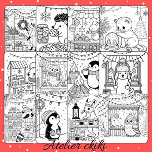 30 Cozy Hygge Christmas Market Coloring Pages Cute Winter & Holiday ...
