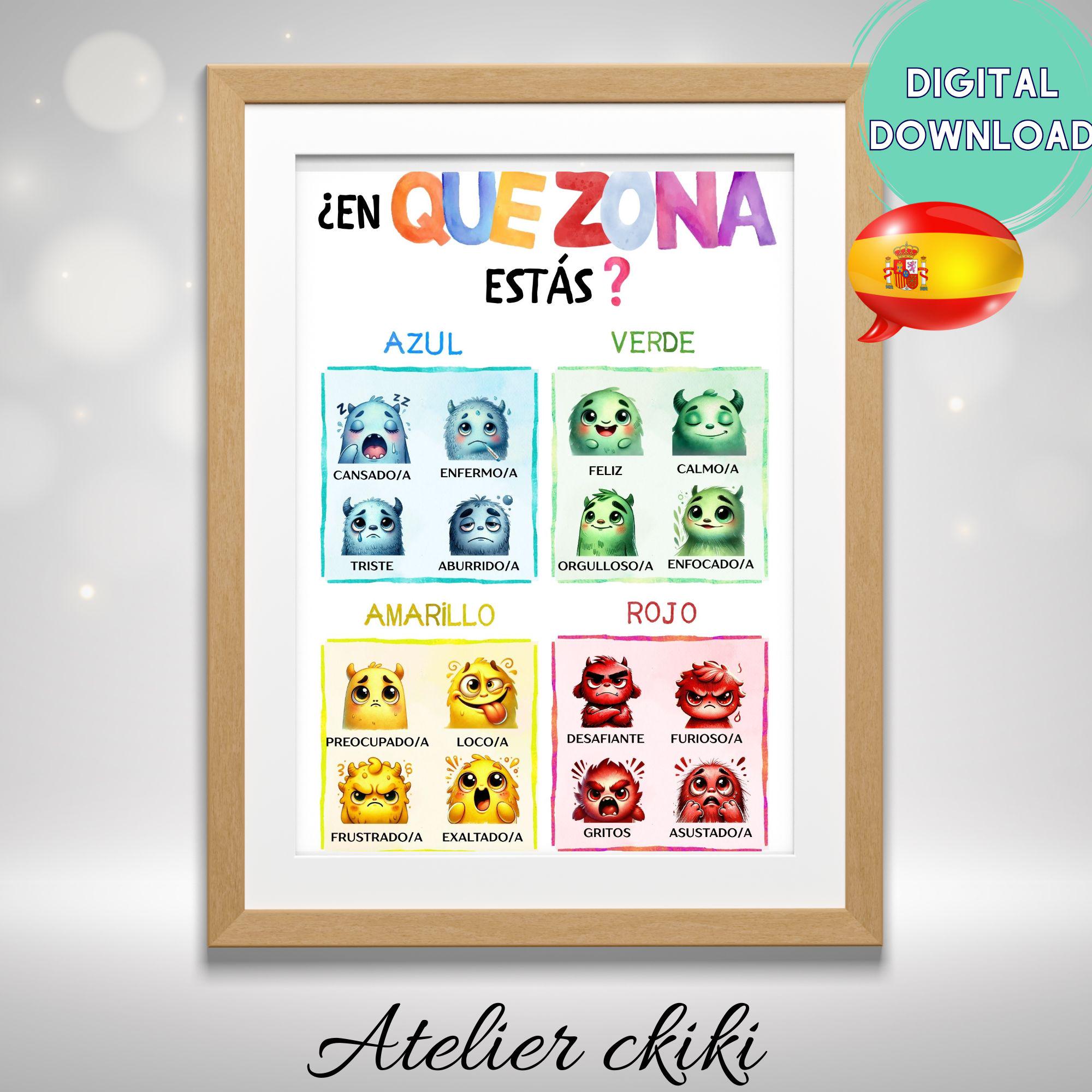 Póster De Emociones | ¿en Qué Zona Estoy? | Regulación Emocional Para ...