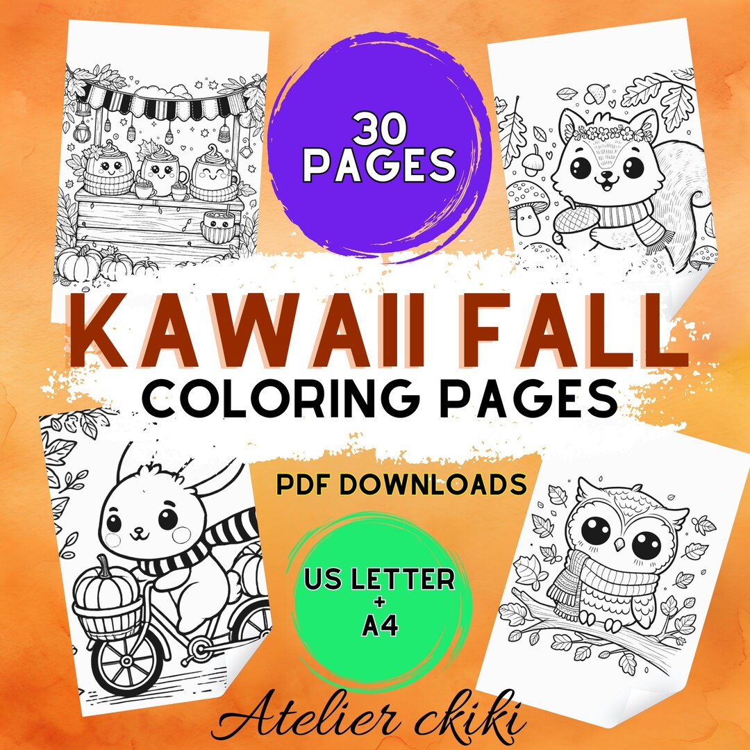 30 Cozy Fall Animals Coloring Pages | Kawaii Woodland Creatures | Hygge ...