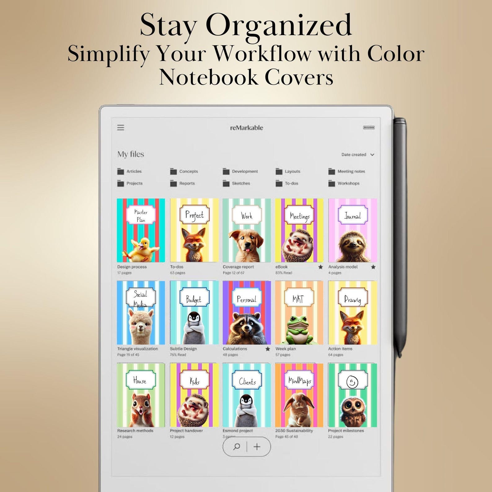 Cover for Remarkable Paper Pro Template Colored Notebook Cover Pages ...