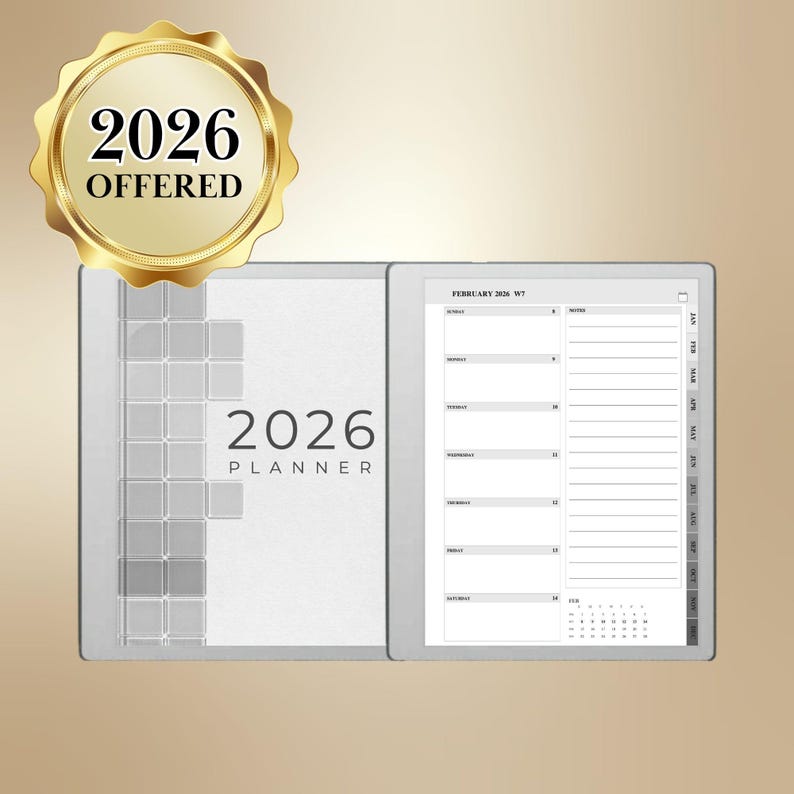2027 Weekly Calendar for Paper Pure & Remarkable 2 — Hyperlinked ...