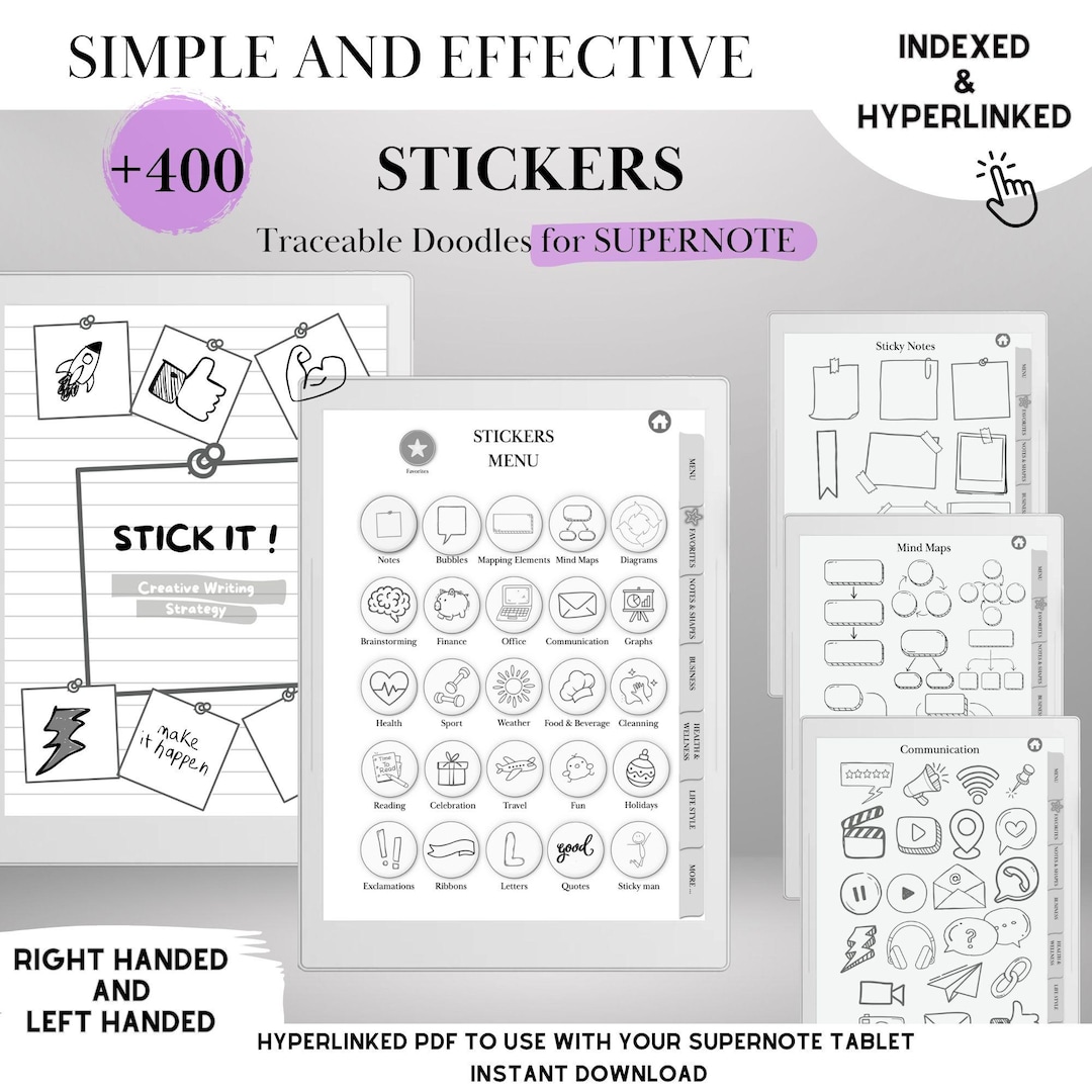 Stickers for Supernote A5X, A6X and Manta Supernote Templates Traceable ...