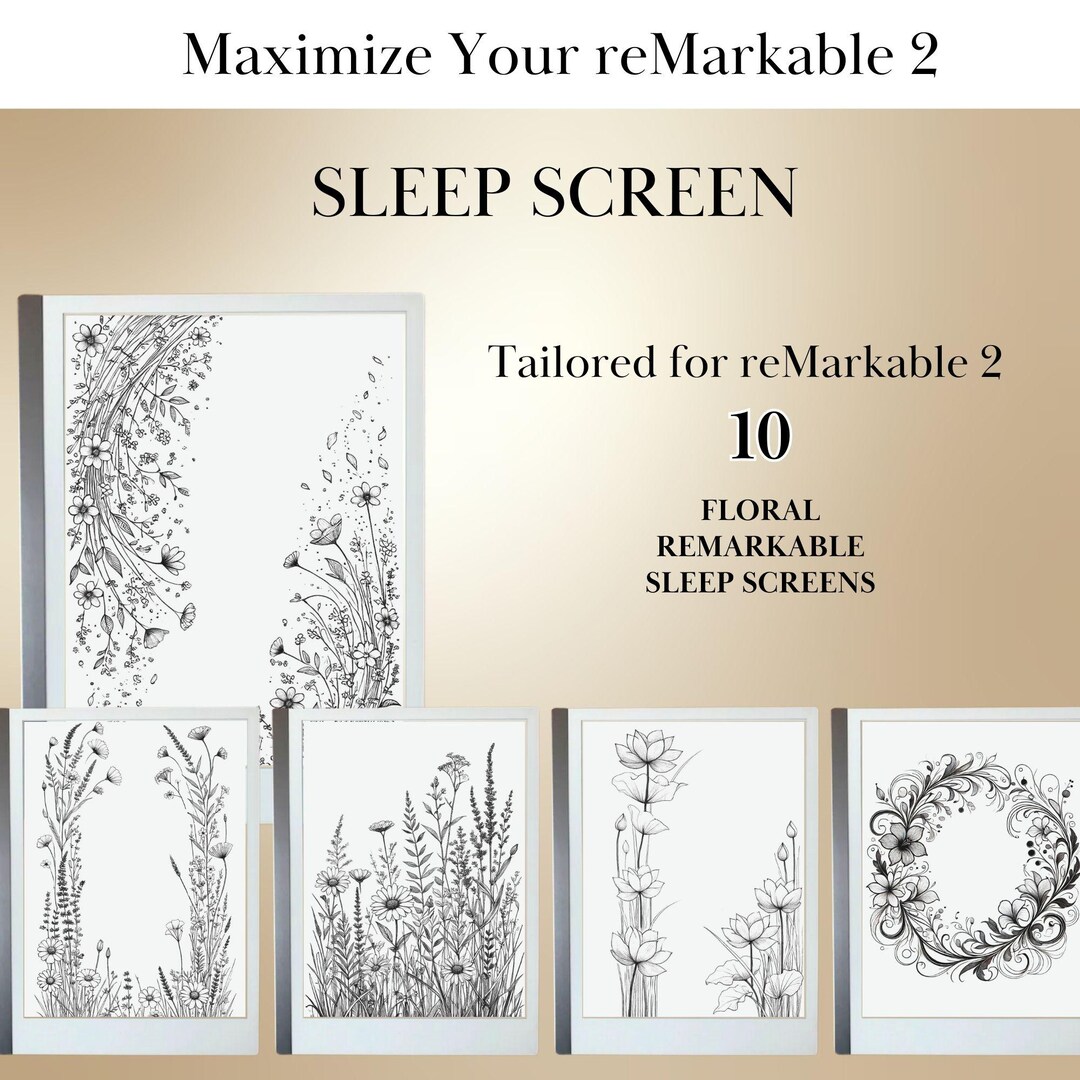 Floral Sleep Screen Bundle for Remarkable 2 | Remarkable2 Template ...