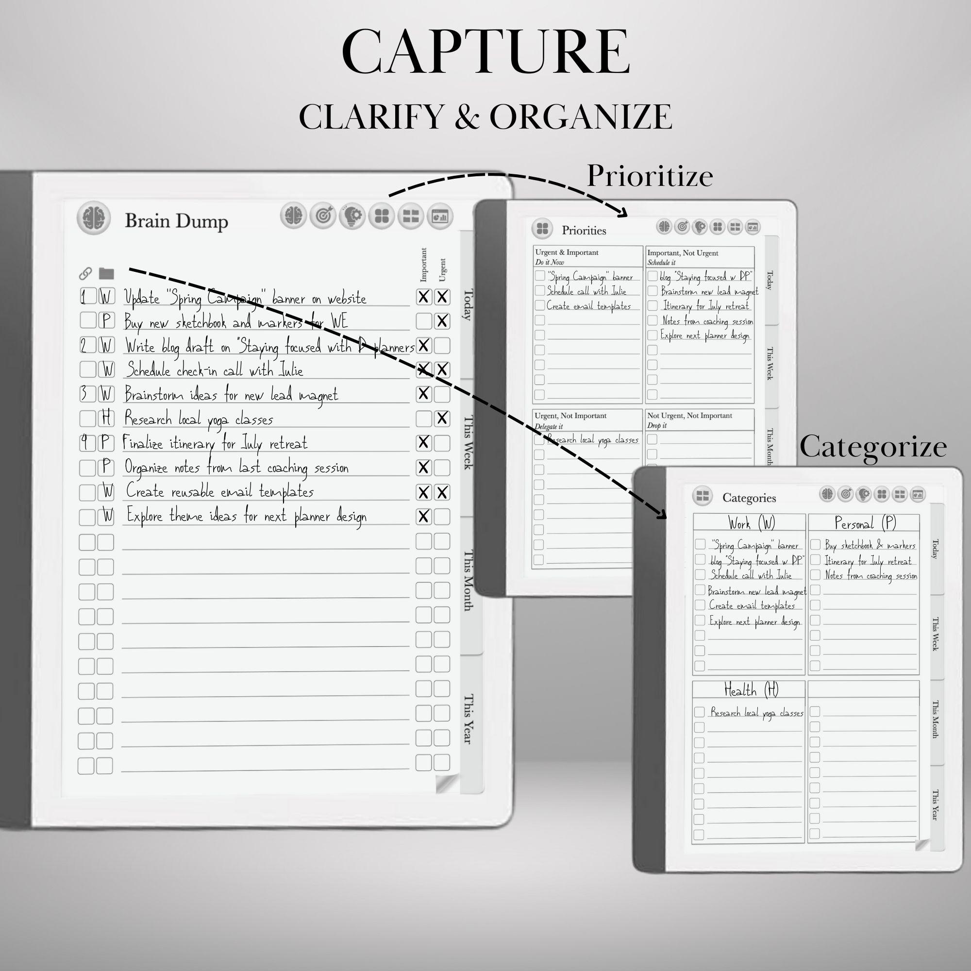 Kindle Scribe Task Planner GTD Template | Hyperlinked Productivity PDF ...