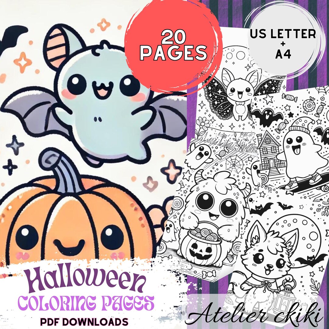 Cute Halloween Coloring Pages for Kids, Spooky Activity Sheets ...