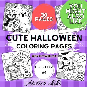 10 Cute Halloween Coloring Pages Kawaii Ghosts, Cozy Spooky Fun ...
