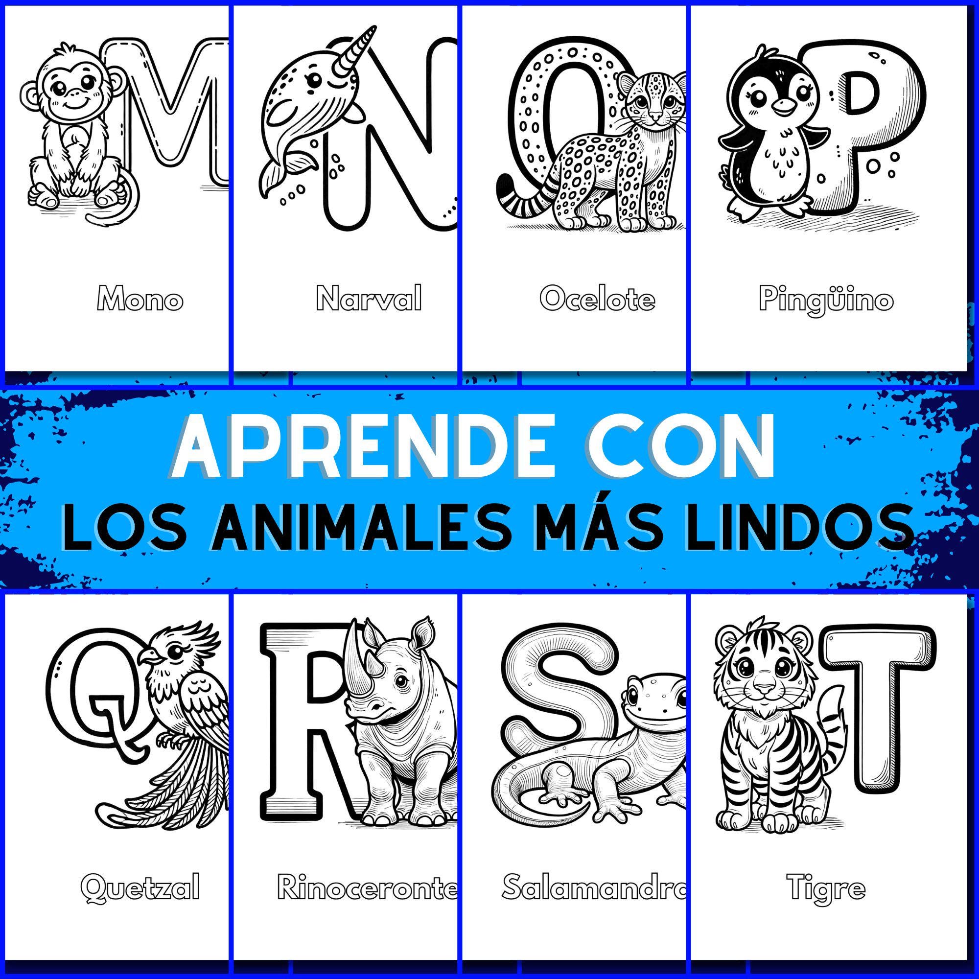 Spanish Alphabet Abecedario Animales Adorables Imprimibles Para Niños ...