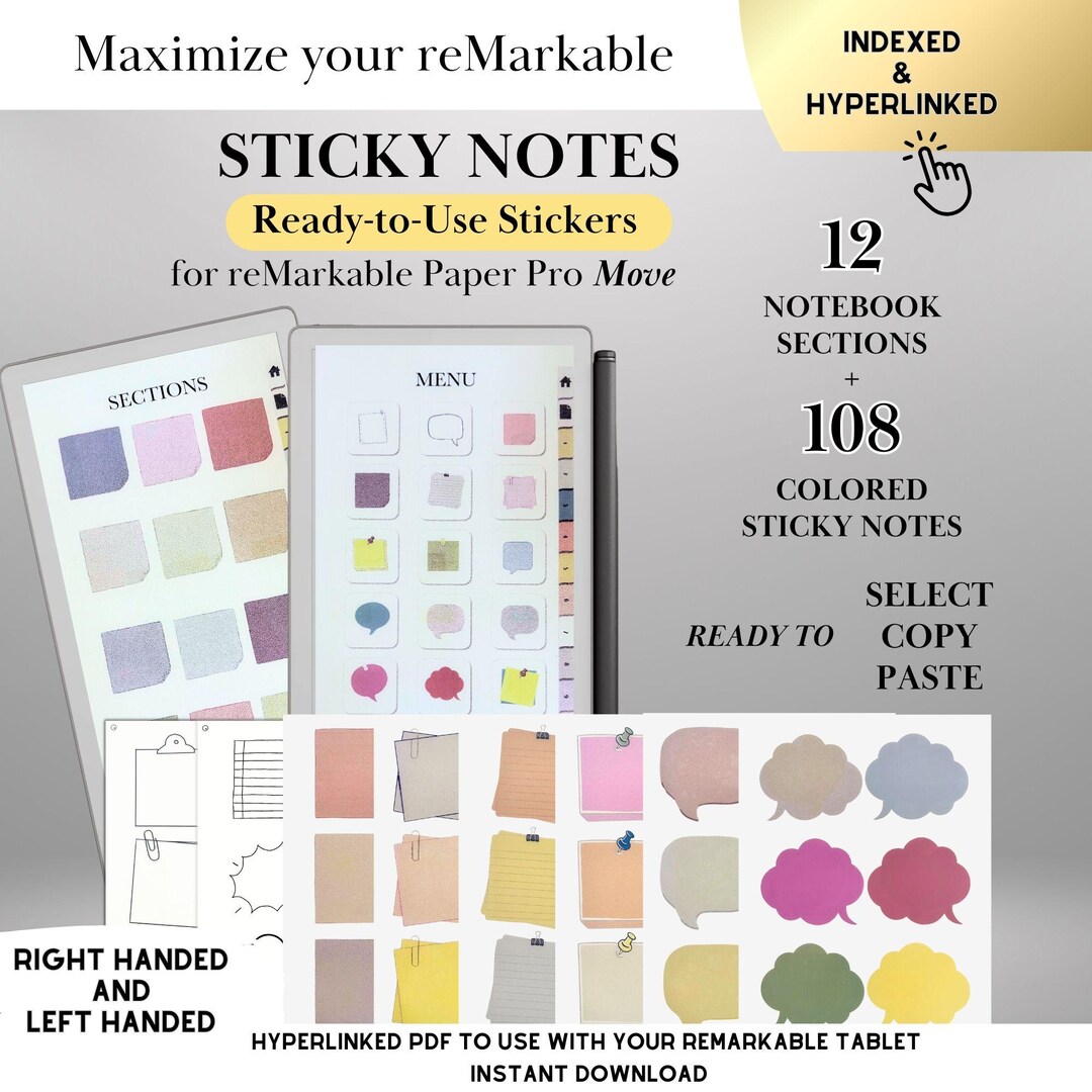 Ready-to-use Sticky Notes Bundle for Remarkable Paper Pro Move: 108 ...
