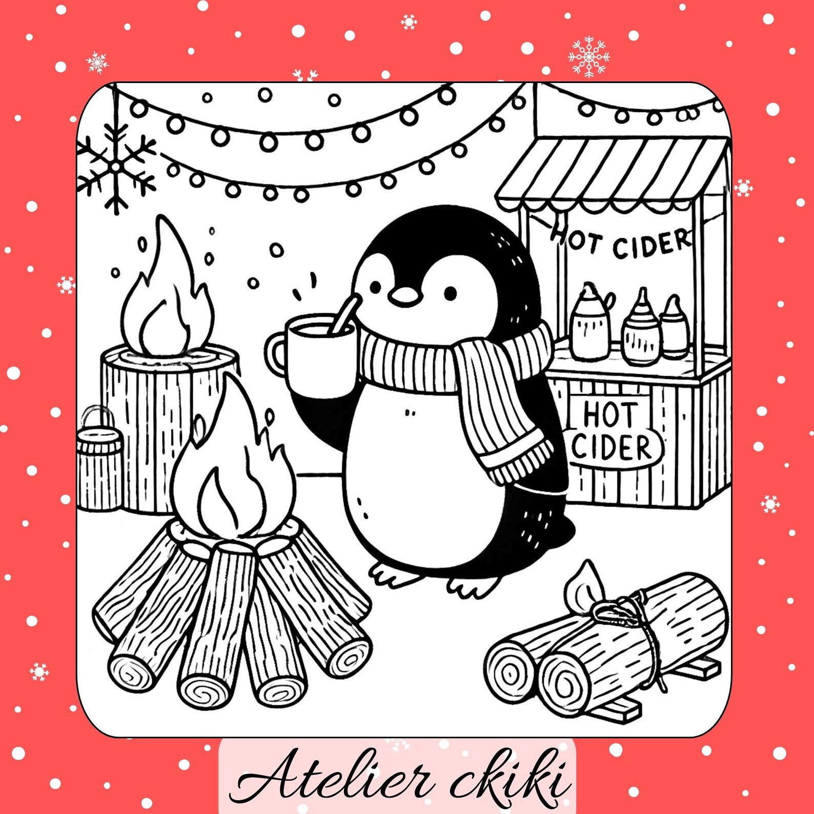 30 Cozy Hygge Christmas Market Coloring Pages | Cute Winter & Holiday ...