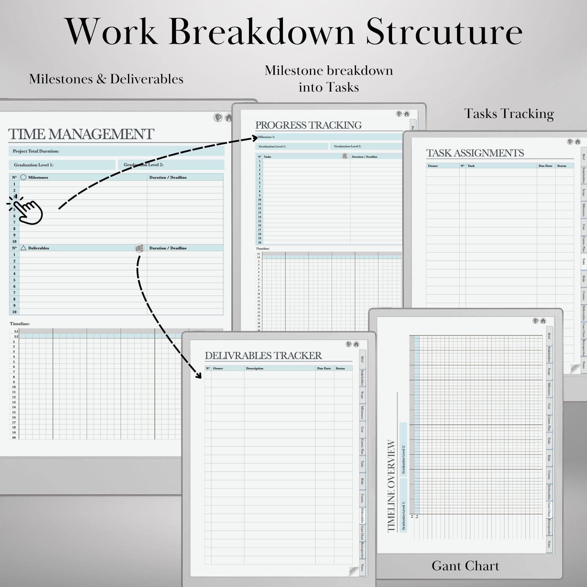 Project Management Template for Remarkable Paper Pro & 2 Hyperlinked ...