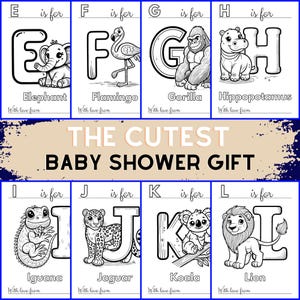 ABC Baby Shower Coloring Book With Cute Animals , Safari Baby Shower ...