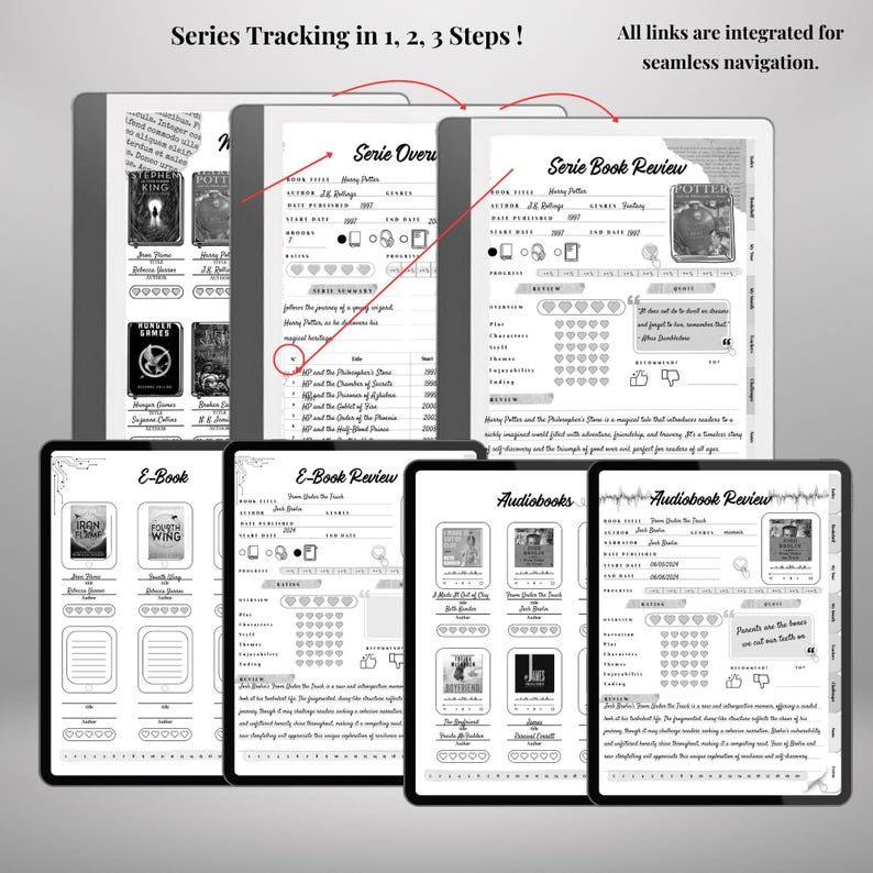 Kindle Scribe Reading Journal Template Hyperlinked Book Tracker ...