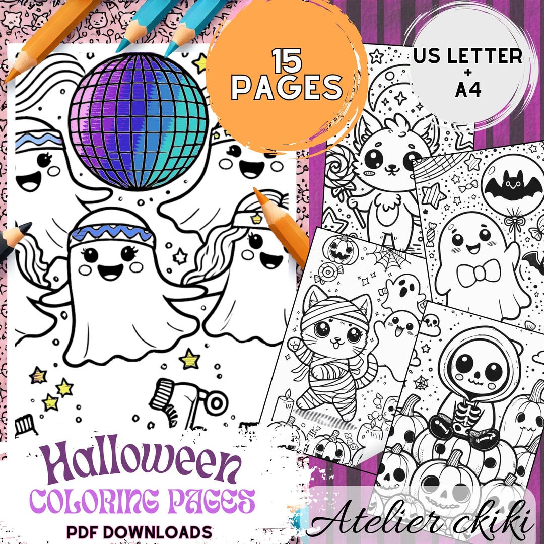 Cute Halloween Coloring Pages for Kids, Spooky Coloring Sheets ...